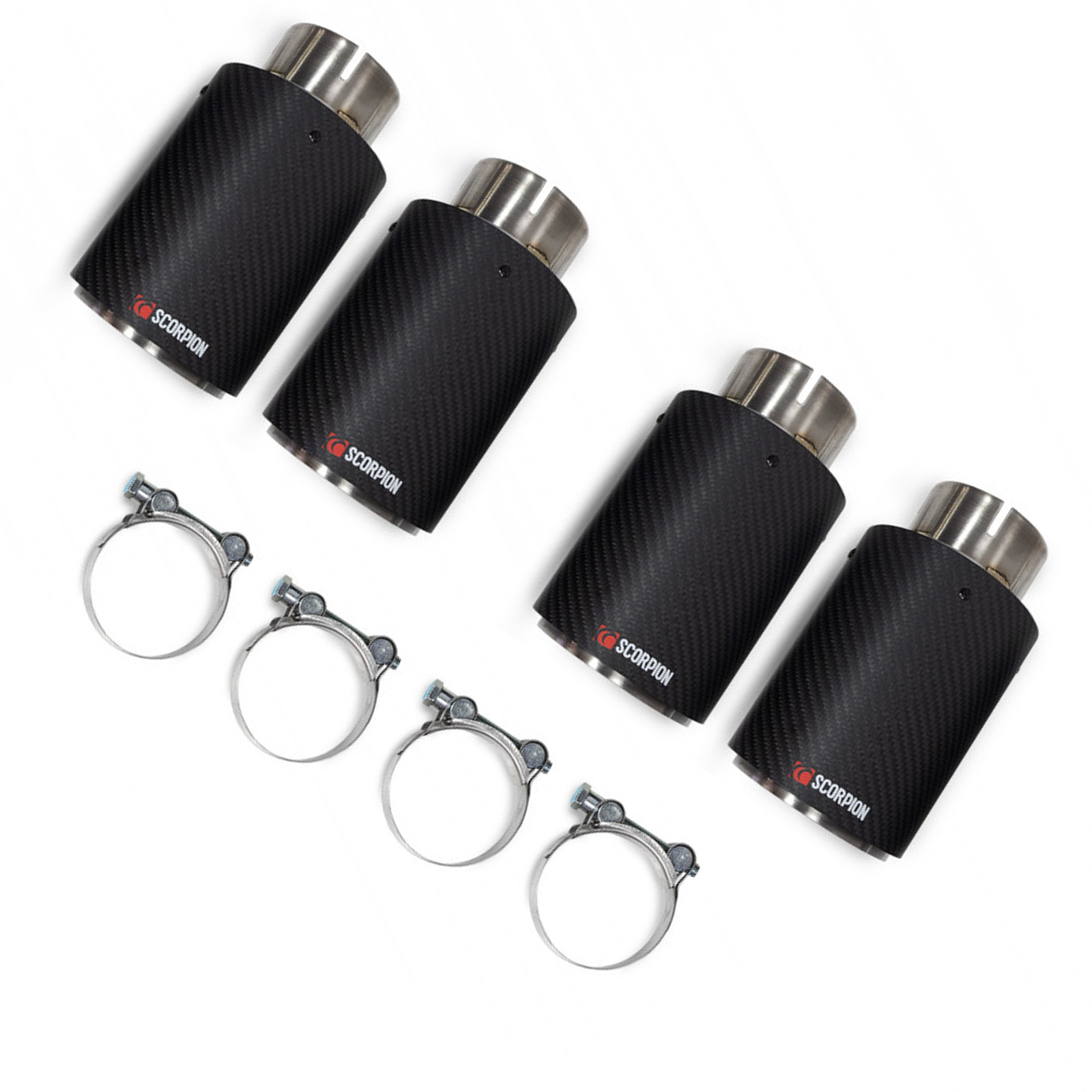Scorpion Exhaust Tips Upgrade Kit Quad 100mm carbon fibre Ascari Black ...