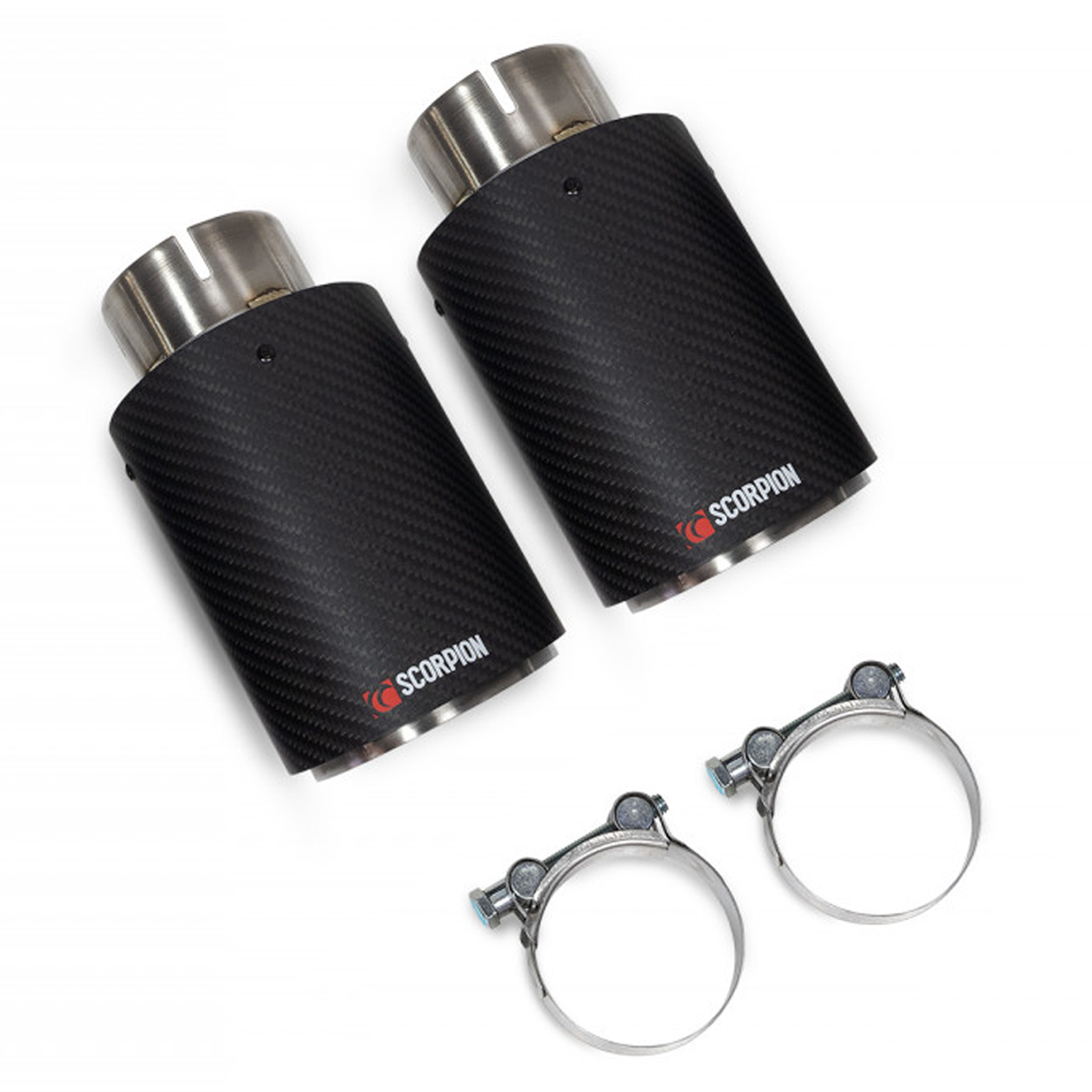 Scorpion Exhaust Tips Upgrade Kit Twin 100mm carbon fibre Ascari Black ...